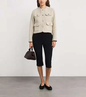 Maje Bouclé Tweed Cropped Jacket - White