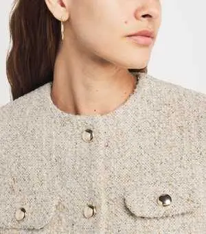 Maje Bouclé Tweed Cropped Jacket - White