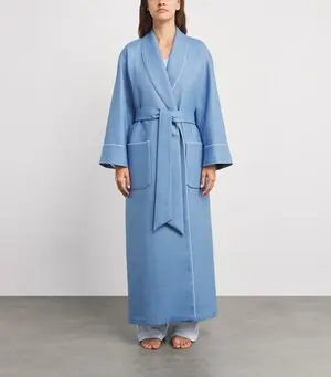 DANIEL HANSON Merino Wool Herringbone Dressing Gown