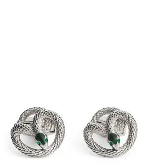 Tateossian Palladium Enamel-detail Viper Cufflinks - Silver