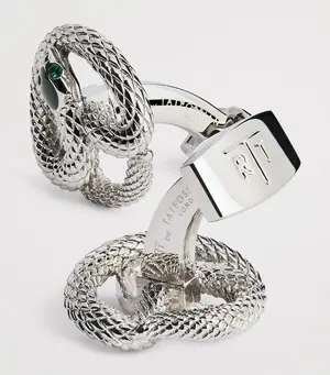 Tateossian Palladium Enamel-detail Viper Cufflinks