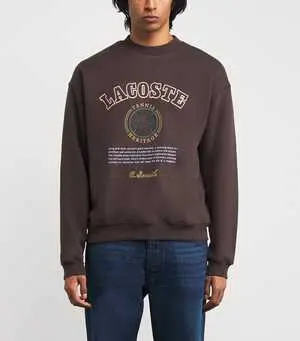 Lacoste Cotton Logo-embroidered Sweatshirt - Brown