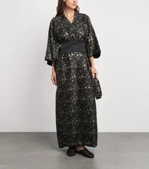 DANIEL HANSON Silk Floral Kimono Dressing Gown