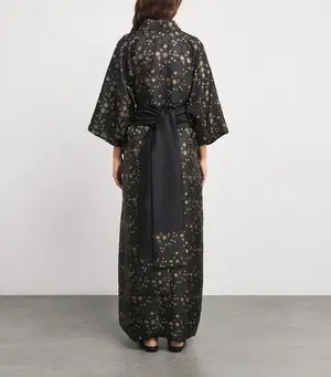 DANIEL HANSON Silk Floral Kimono Dressing Gown