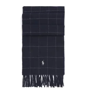 Polo Ralph Lauren Wool-blend Windowpane Check Scarf - Blue