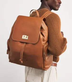 Eleventy Calfskin Leather Backpack