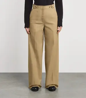 Sandro Cotton Wide-leg Trousers