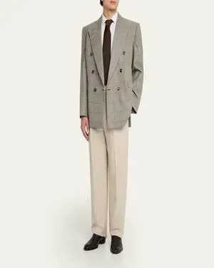 Saint Laurent Double-breasted Check Wool Blazer