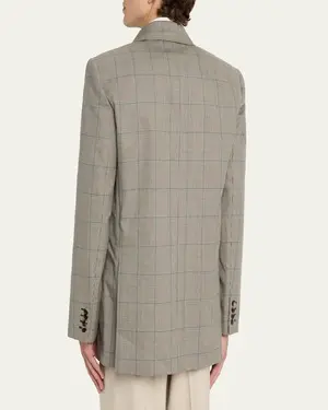 Saint Laurent Double-breasted Check Wool Blazer