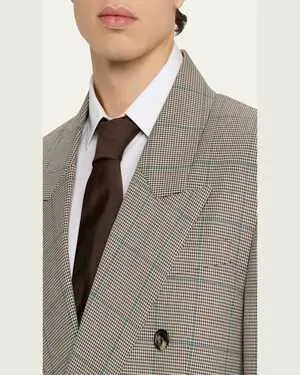 Saint Laurent Double-breasted Check Wool Blazer