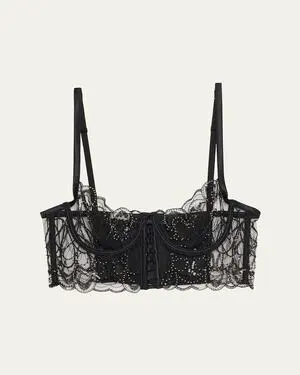 LIVY Paradis Bead-embroidered Bustier - Black
