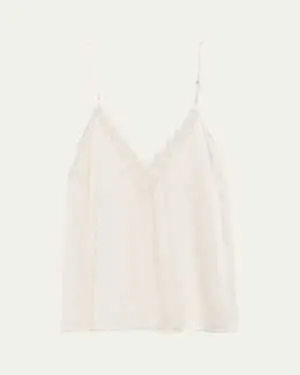 LIVY Murmure Lace-trim Silk Satin Top