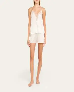 LIVY Murmure Lace-trim Silk Satin Top