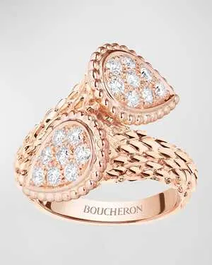 Boucheron Serpent Bohème Diamond Bypass Ring - Rose Gold