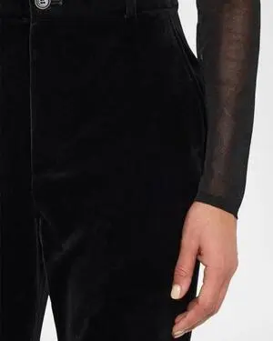 Saint Laurent Velvet Flare Trousers - Noir