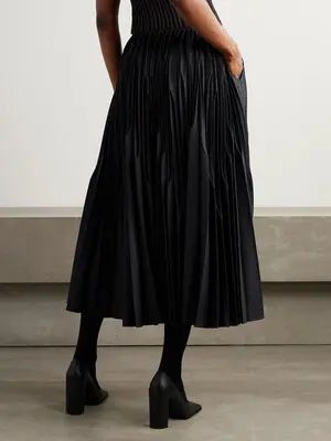 Alaïa Pleated Wool Midi Skirt - Gray