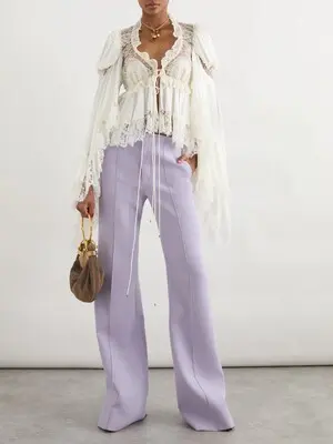 Chloé Wool-crepe Flared Trousers - Purple