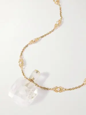 Chloé Gold-tone Crystal And Faux Pearl Necklace - White