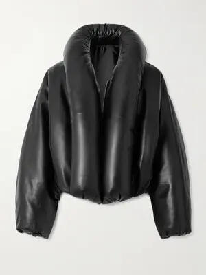 Alaïa Padded Leather Bomber Jacket - Black