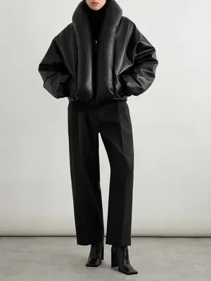 Alaïa Padded Leather Bomber Jacket - Black