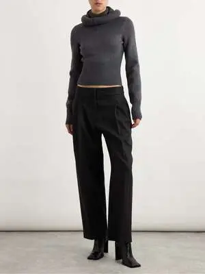 Alaïa Wool Straight-leg Trousers - Dark Gray