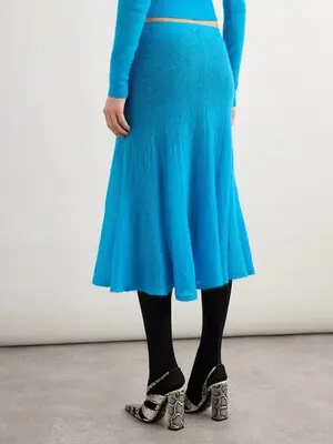 Alaïa Pleated Mohair-blend Midi Skirt - Blue