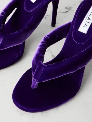 Alaïa 90 Velvet Mules - Purple