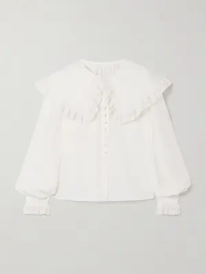 Chloé Lace-trimmed Organic Silk Blouse - White