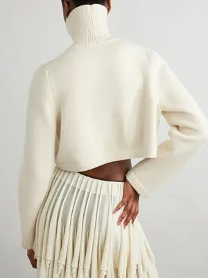 Alaïa Cropped Cashmere-blend Turtleneck Sweater - Neutrals