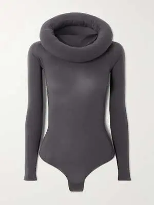 Alaïa Hooded Stretch-jersey Bodysuit - Dark Gray