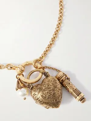 Chloé Tone Faux Pearl Pendant Necklace - Gold