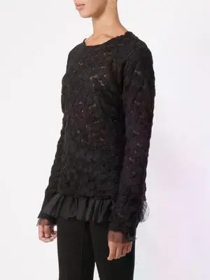 Comme Des Garçons Tulle Layer Flower Knit Sweater