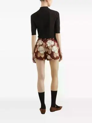 Dolce & Gabbana Rose-print Brocade Shorts - Red