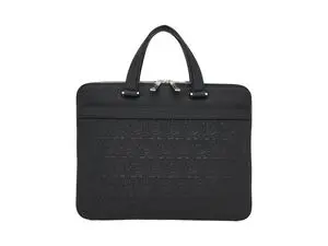 FERRAGAMO Monogram-embossed Leather Briefcase - Black