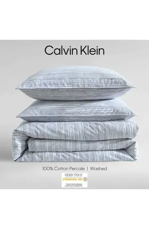 Calvin Klein Wavy Stripe Washed Percale Comforter & Sham Set