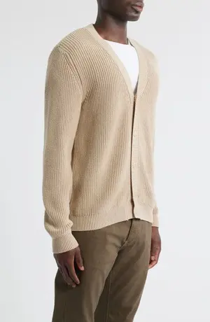 ALEX CRANE Organic Cotton V-neck Cardigan - Bone