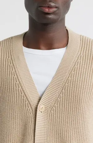 ALEX CRANE Organic Cotton V-neck Cardigan - Bone