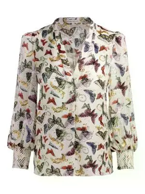 Alice + Olivia Sheila Butterfly Print Blouse