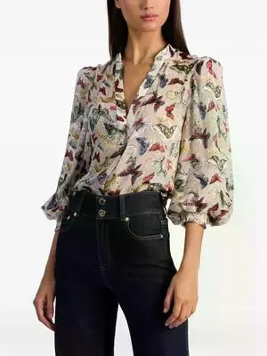 Alice + Olivia Sheila Butterfly Print Blouse