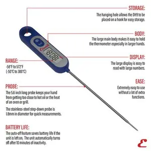 ESCALI Digital Long Stem Thermometer - Blue