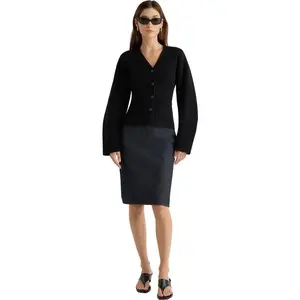 Modern Citizen Organic Cotton-merino Wool V-neck Cardigan - Black