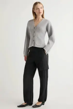 Modern Citizen Organic Cotton-merino Wool V-neck Cardigan - Black