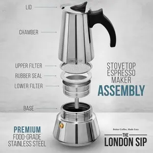 LONDON SIP Espresso Maker & Coffee Spoon Bundle
