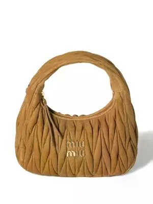 Miu Miu Wander Matelassé Suede Shoulder Bag