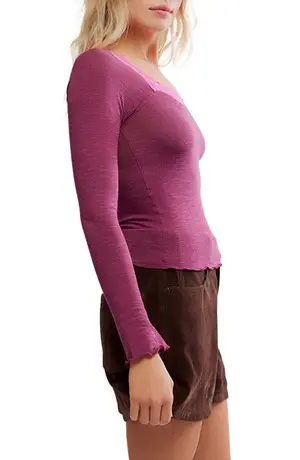 Free People Intimately Fp Oh My Darling Lace Trim Long Sleeve Top