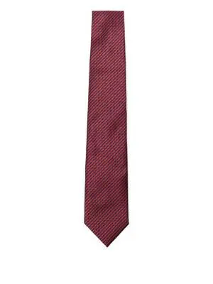 Brioni Striped Silk Neck Tie - Red