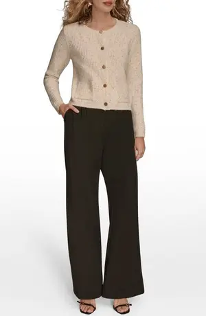 Donna Karan New York Metallic Ribbed Cardigan