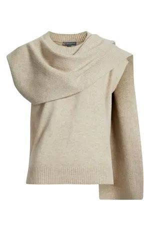 Wit & Wisdom Scarf Sweater - Heather Oatmeal