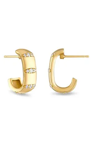 PAMELA ZAMORE Veda Squared Diamond Hoop Earrings