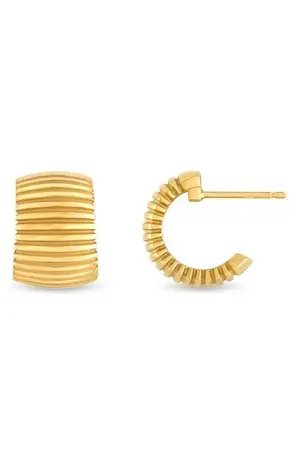 PAMELA ZAMORE Isla Wide Hoop Earrings - Yellow Gold